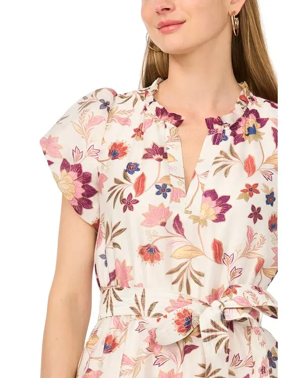Vince Camuto Puff Sleeve Floral Midi Dress