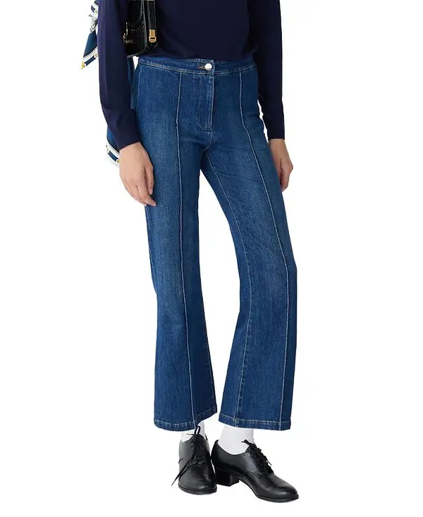 CALLAS MILANO Lola Denim Flare Cropped Trousers - Indigo