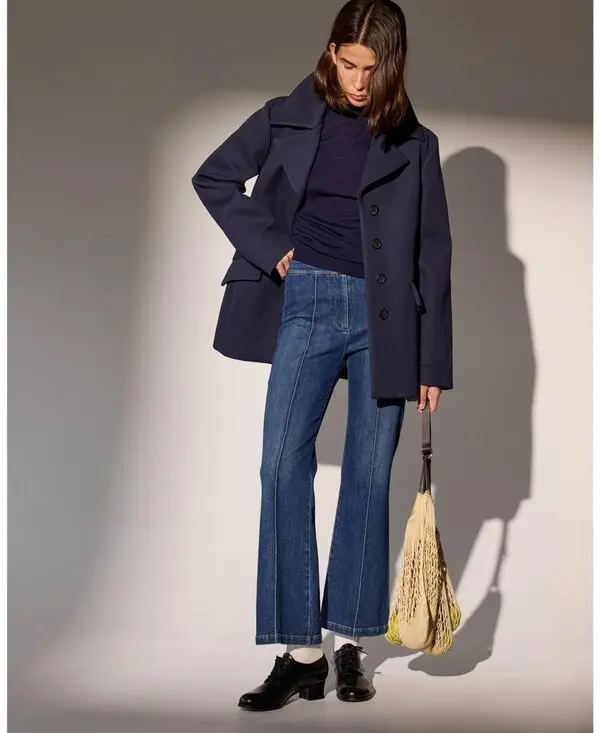 CALLAS MILANO Lola Denim Flare Cropped Trousers - Indigo