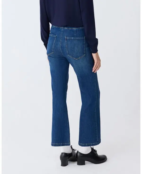 CALLAS MILANO Lola Denim Flare Cropped Trousers - Indigo