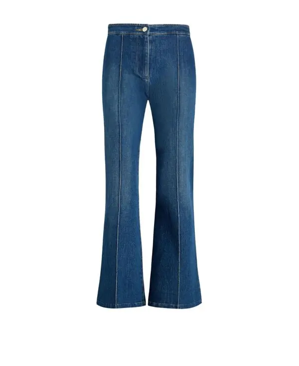 CALLAS MILANO Lola Denim Flare Cropped Trousers - Indigo
