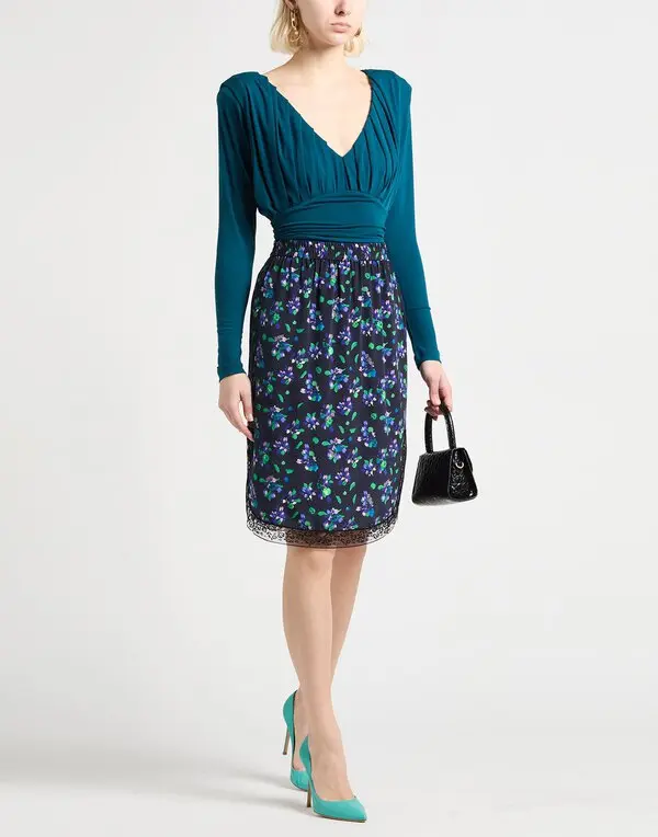 BABYLON Long Sleeve V-neck Bodysuit With Pleated Detail - Deep Teal