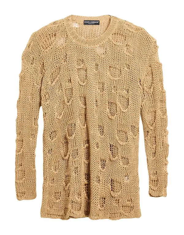 Dolce & Gabbana Distressed Linen Crewneck Sweater
