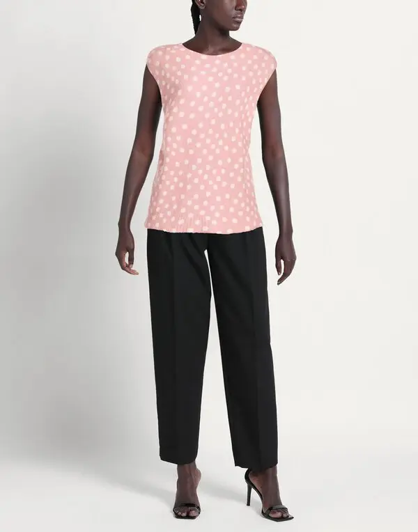 SHIRTAPORTER Sleeveless Polka Dot Crewneck Sweater Vest - Pink
