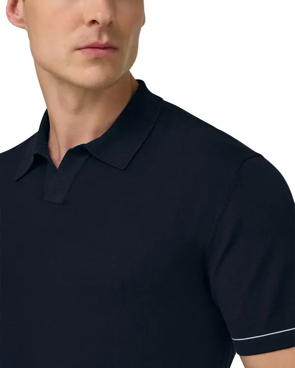 Boggi Milano Cotton Crepe Knit Polo Shirt - Navy Blue