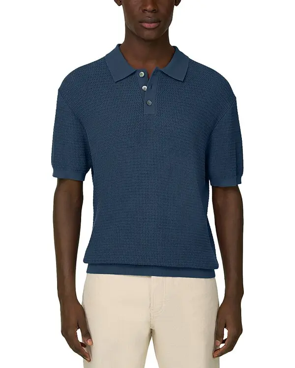 Boggi Milano Knit Polo Shirt - Blue