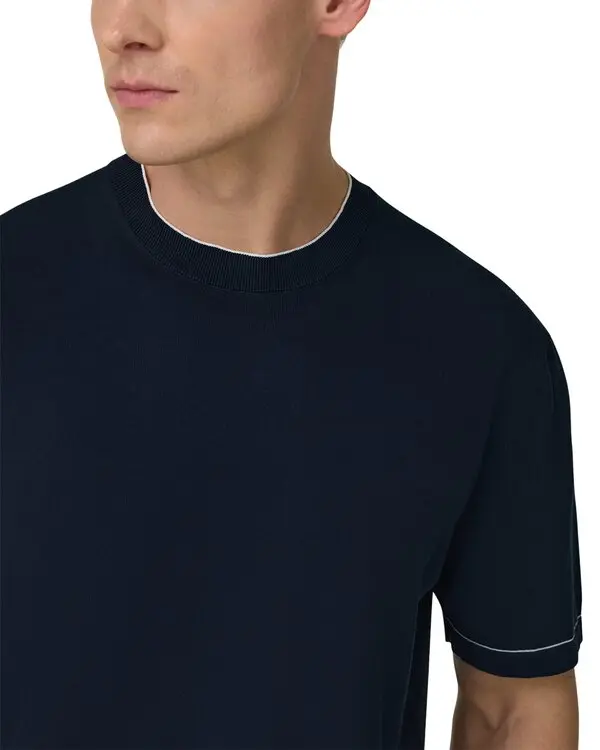 Boggi Milano Cotton Crepe Knit T-shirt - Navy Blue
