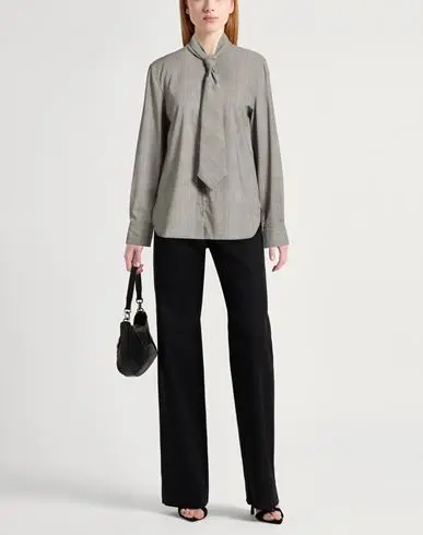 OTTOD'AME Glen Plaid Crepe Shirt With Tie Detail