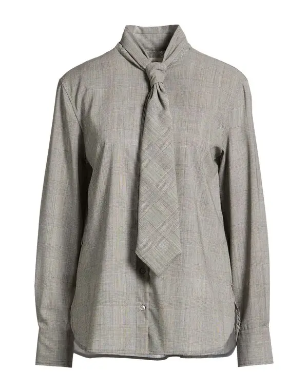 OTTOD'AME Glen Plaid Crepe Shirt With Tie Detail