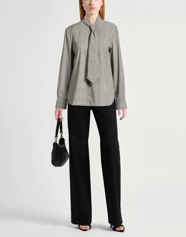 OTTOD'AME Glen Plaid Crepe Shirt With Tie Detail