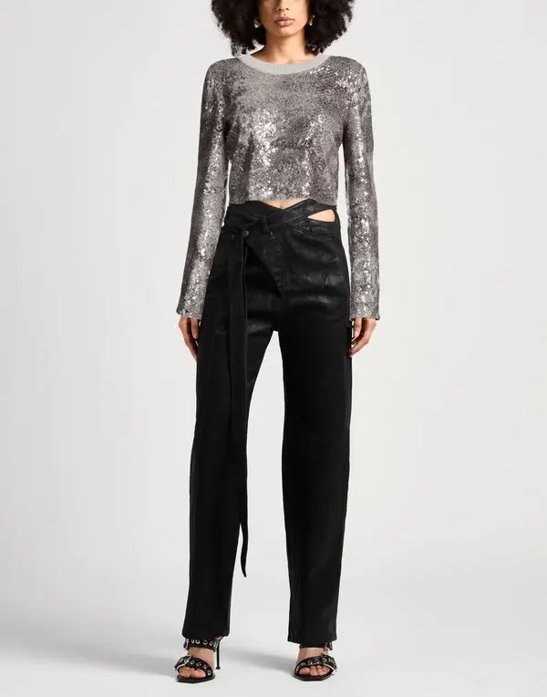 Iceberg Sequin Tulle Crewneck Long Sleeve Top