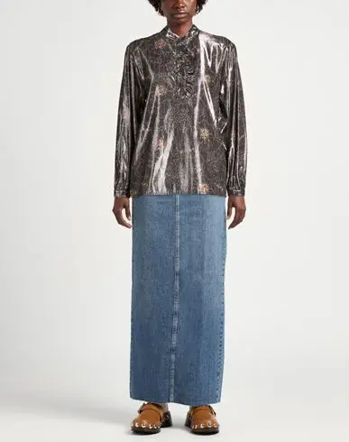 OTTOD'AME Cotton Lamé Long Sleeve Top