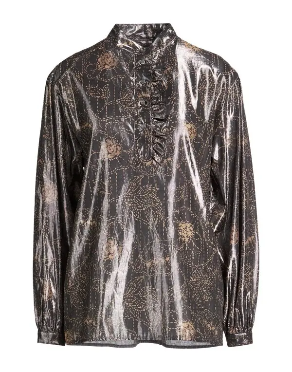 OTTOD'AME Cotton Lamé Long Sleeve Top