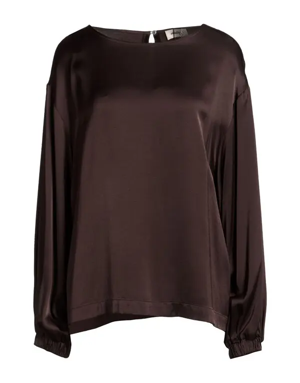 OTTOD'AME Viscose Crewneck Long Sleeve Top - Brown