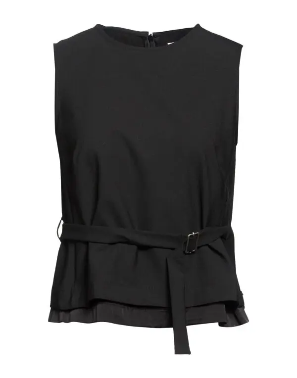 OTTOD'AME Sleeveless Crewneck Top With Belt Detail