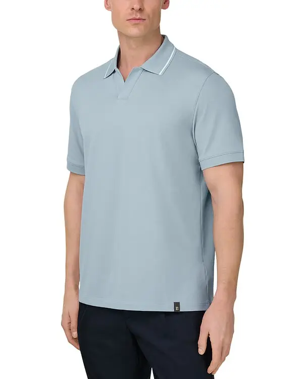 Boggi Milano High Performance Pique Polo Shirt With S Cafe Yarn - Light Blue