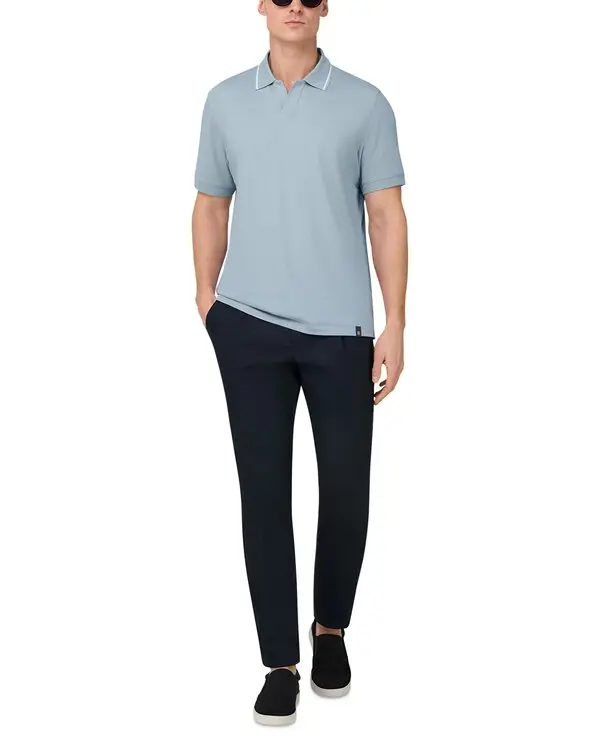 Boggi Milano High Performance Pique Polo Shirt With S Cafe Yarn - Light Blue