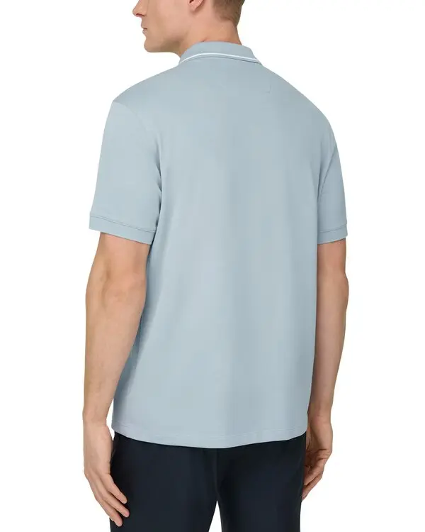Boggi Milano High Performance Pique Polo Shirt With S Cafe Yarn - Light Blue