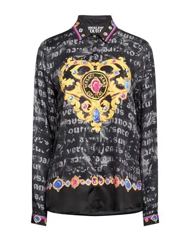 Versace Viscose Twill Logo Print Shirt - Black