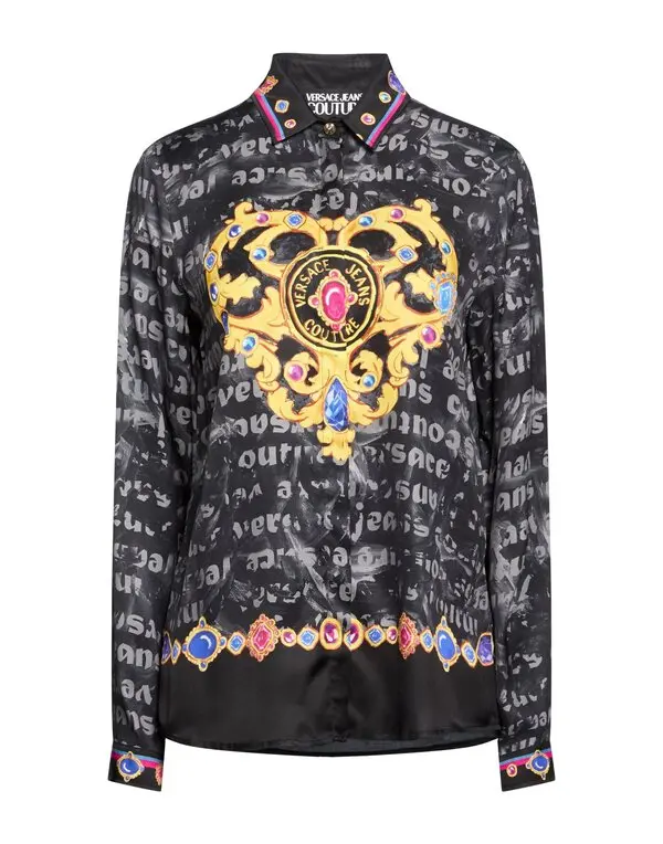 Versace Viscose Twill Logo Print Shirt - Black