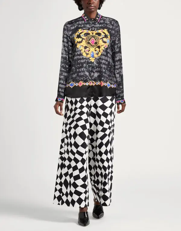 Versace Viscose Twill Logo Print Shirt - Black