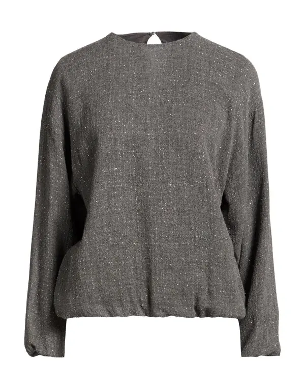 OTTOD'AME Long Sleeve Crewneck Top In Viscose, Virgin Wool, Polyester, And Polyamide