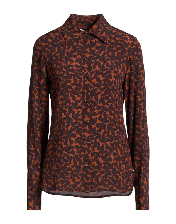 OTTOD'AME Dark Viscose Crepe Shirt With Two-tone Print