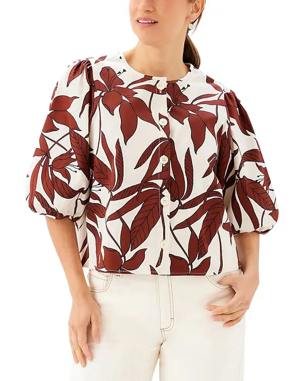 Karen Kane Puff Sleeve Printed Blouse