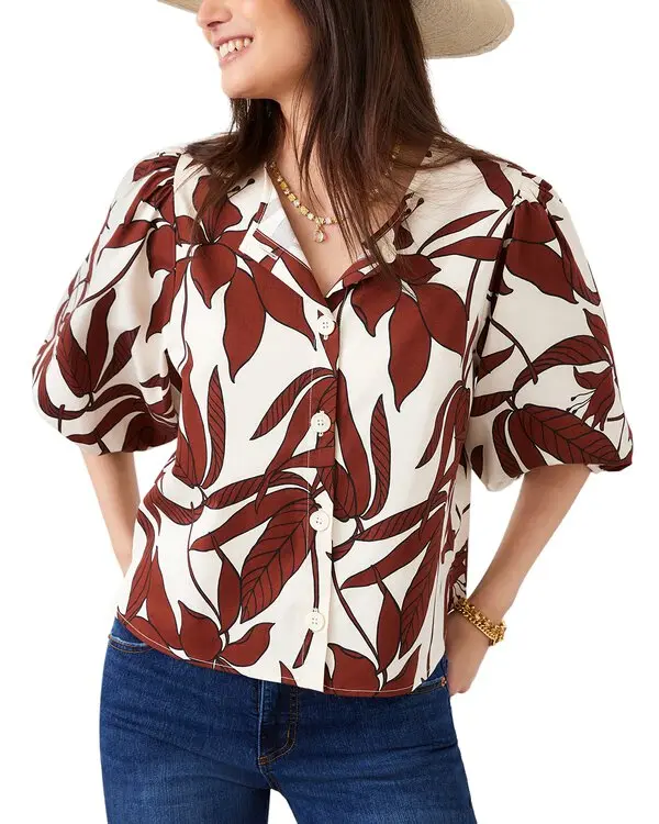 Karen Kane Puff Sleeve Printed Blouse