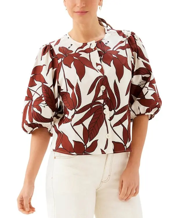 Karen Kane Puff Sleeve Printed Blouse