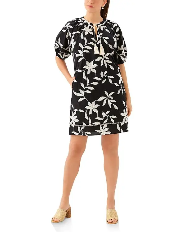 Karen Kane Puff Sleeve Floral Print Tassel Dress