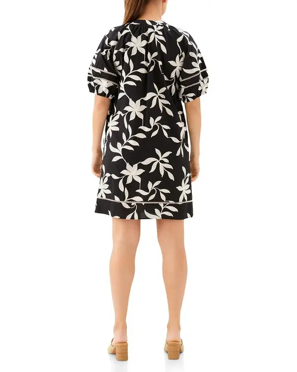 Karen Kane Puff Sleeve Floral Print Tassel Dress