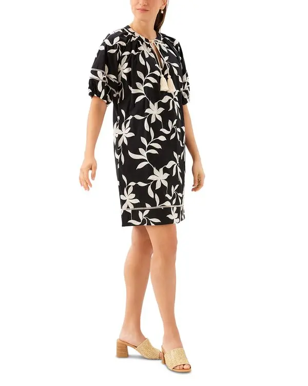 Karen Kane Puff Sleeve Floral Print Tassel Dress
