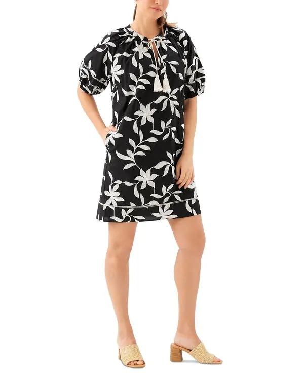 Karen Kane Puff Sleeve Floral Print Tassel Dress