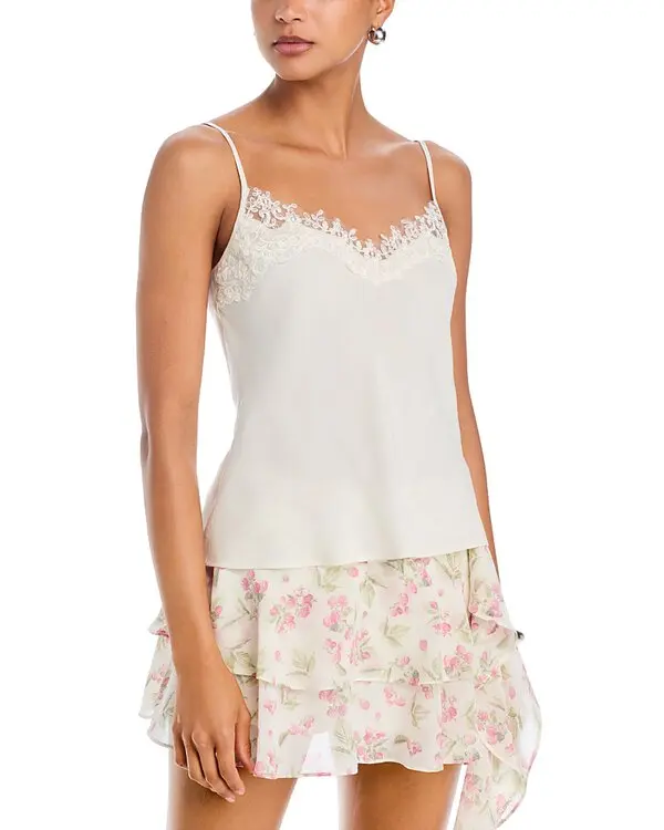 WAYF Isabelle Cami Top With Lace Trim - Cream
