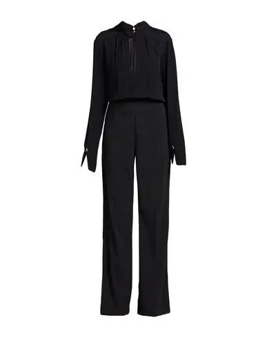 Patrizia Pepe Long Sleeve Jumpsuit With Crewneck And Button Fastenings - Black