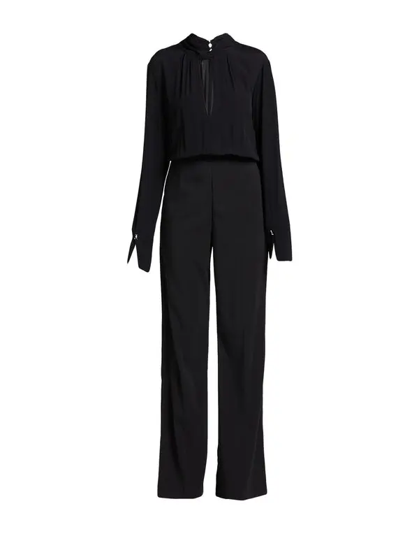 Patrizia Pepe Long Sleeve Jumpsuit With Crewneck And Button Fastenings
