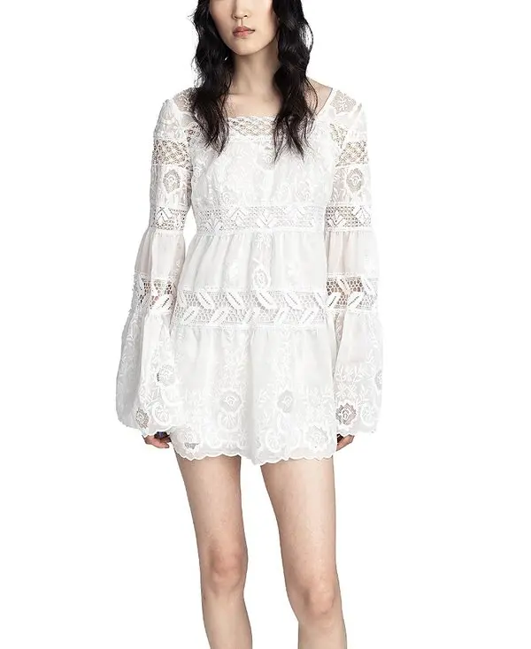 Anna Sui Cottage Rose Lace Mini Dress - White