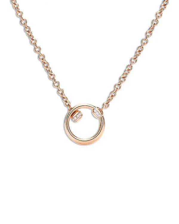 Pomellato 18k Rose Diamond Double Circle Pendant Necklace - Gold