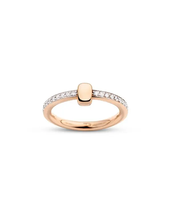 Pomellato 18k Rose Iconica Diamond Pave Polished Element Ring - Gold