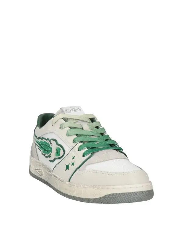 ENTERPRISE JAPAN Low Top Sneakers In Light Calfskin And Textile Fibers - Grey