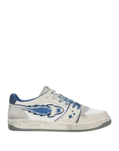 ENTERPRISE JAPAN Low Top Sneakers In Light Calfskin And Textile Fibers - White