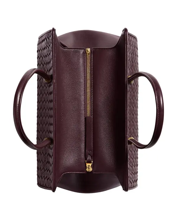 Bottega Veneta Barbara Small Intrecciato Leather Tote Bag - Deep Mahogany/brass