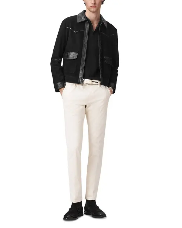 John Varvatos Suede Jacket With Embossed Trims