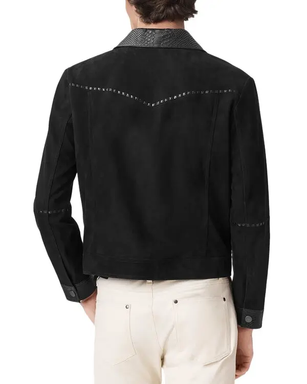 John Varvatos Suede Jacket With Embossed Trims