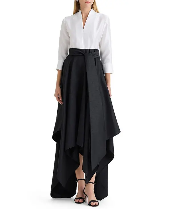Ming Wang Fit-n-flare Woven Maxi Dress - Black/white