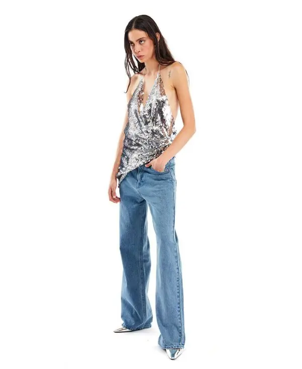 MOTHER OF ALL Fernanda Sequins Halter Top