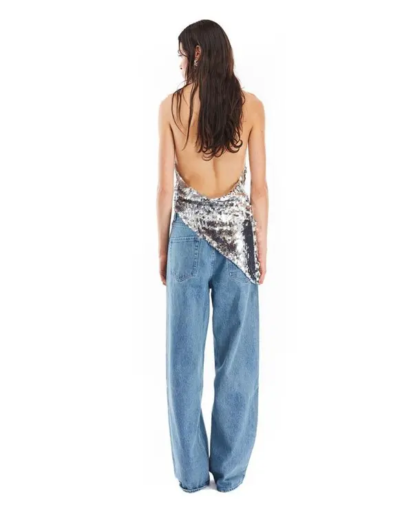 MOTHER OF ALL Fernanda Sequins Halter Top