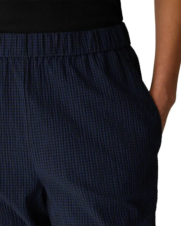 Eileen Fisher Cotton Pucker Check High Waist Pants - Deep Dive