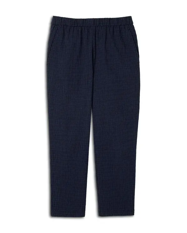 Eileen Fisher Cotton Pucker Check High Waist Pants - Deep Dive